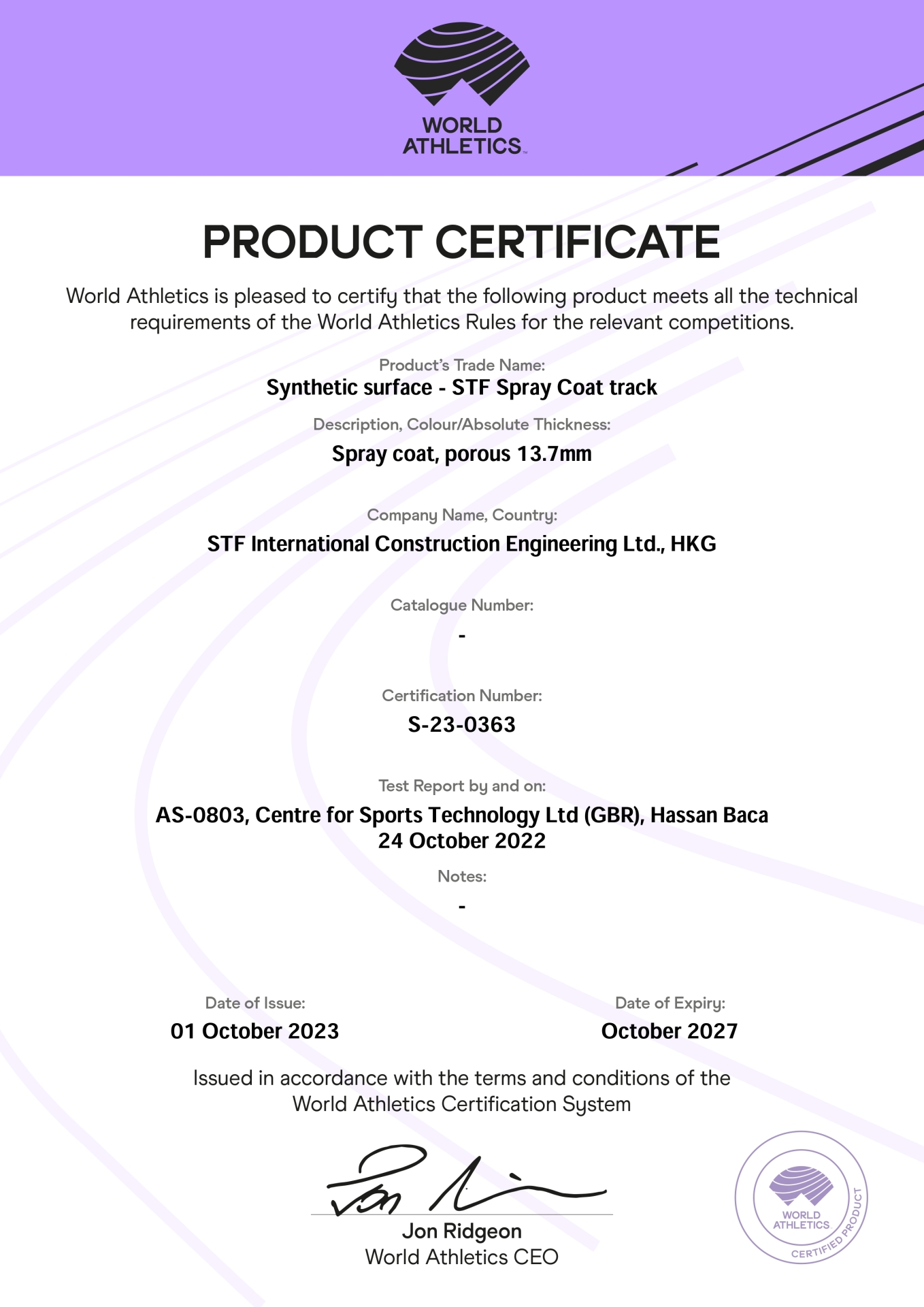 STF Spraycoat Track System
